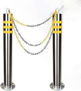 Parking Space Lock Bollard Post 2PCS Driveway Chain Barrier with ...