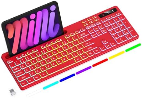 Amazon.com: Soueto Wireless Keyboard with 7-Color RGB Backlit, Full ...