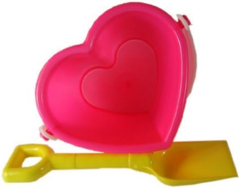 A033 6” /15cm PINK HEART SHAPE BUCKET WITH SPADE sandpit and beach play ...