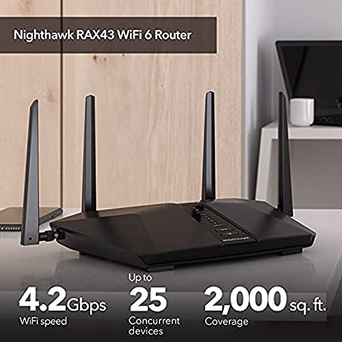 NETGEAR Nighthawk WiFi 6 Router (RAX43) AX4200 4.2Gbps Wireless Speed â ...
