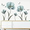 Amazon.com: Blue Flower Wall Decals Peel and Stick Floral Plants Wall ...
