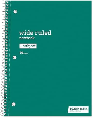 Amazon.com : Just Basics® Spiral Notebook, 7 1/2" x 10 1/2", Wide Ruled ...