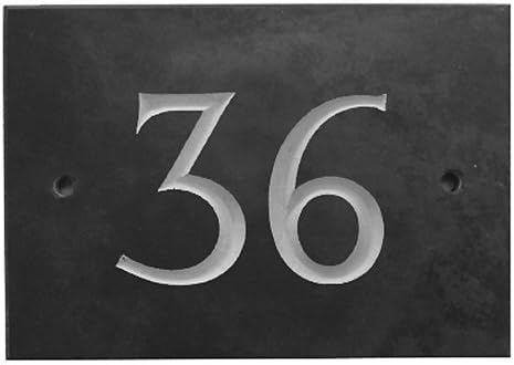 The House Nameplate Company Slate House Number, Charcoal Grey,Number 36 ...