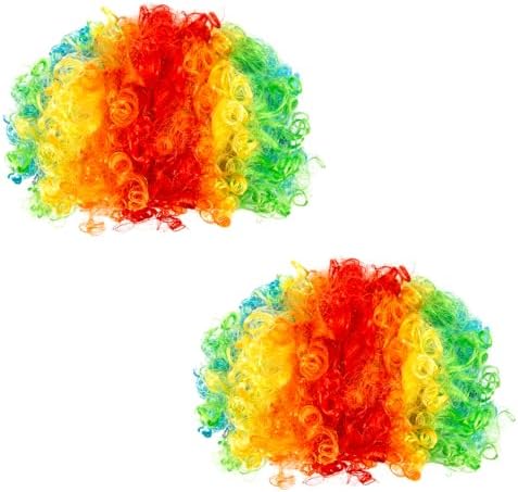 Amazon.com: NUMJAW Colorful Clown Curly Afro Wigs for Kids Women ...