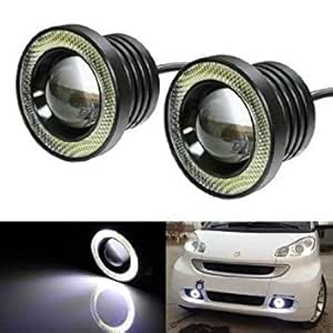BIGZOOM CAR 2pcs High Power 3.5" Projector LED Angel Eye Fog Light 10W COB White Halo Ring for ...