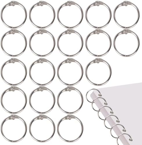 kuou 20 Pcs Metal Book Rings, Loose Leaf Binders Book Rings 25mm Inner ...