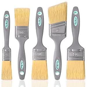 PinStone 5 Pack Paint Brush Set, Rubber Handle, Paint Brushes for ...