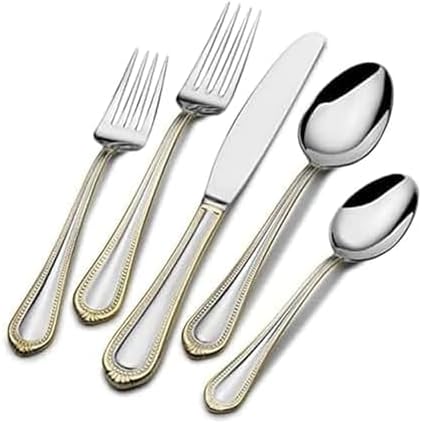 Amazon.com | Mikasa, Gold Accent Regent Bead Flatware Service for 12 ...