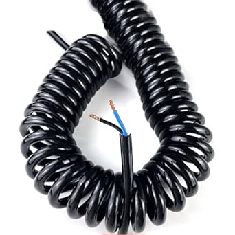 Telescopic Wire Spiral Cable，Spring Cable， 2 Cores Black Power Cord ...