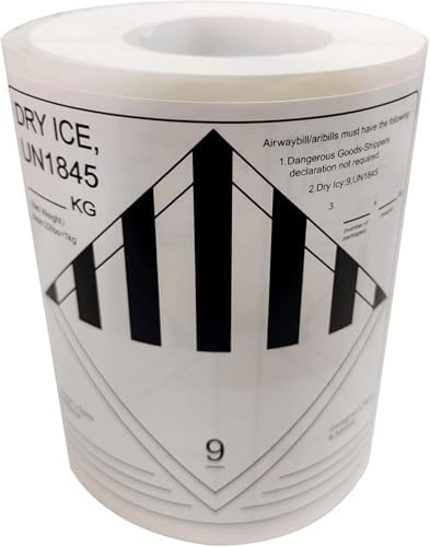 Pack of 250 White 4" x 4" Class 9 Dry Ice Shipping Punched Stickers ...