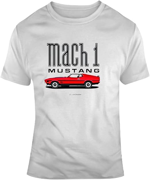 1971 Mustang Mach 1 Red Musclecar Gift T Shirt L White | Amazon.com