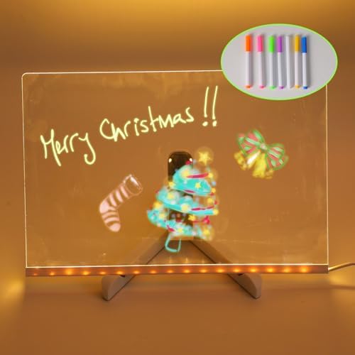 Acrylic LED Writing Message Board with 7 Colors Pen/Stand,Acrylic Dry ...