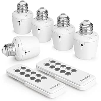 SURAIELEC Remote Control Light Socket, E26 E27 Bulb Base, 100FT Range ...