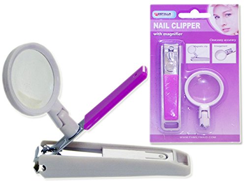 Amazon.com : Nail Clipper with Magnifier 3.7 inches Clipper. Blue Pink ...