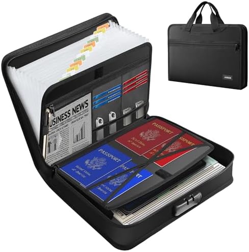 JUNDUN Fireproof Document Organiser, Important Document Folder with ...
