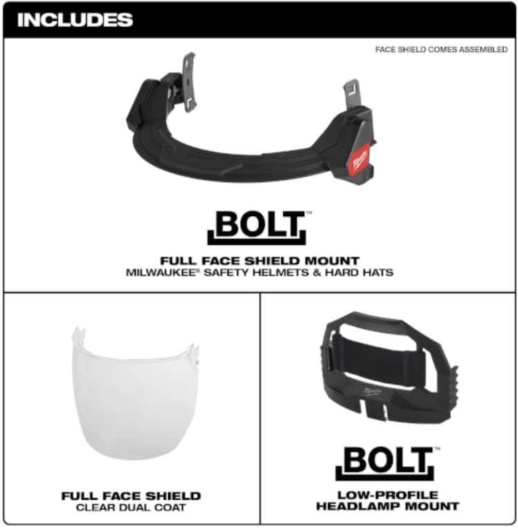 Milwaukee BOLT – Protector facial completo, transparente, compatible ...