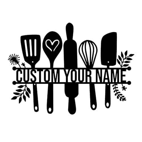 Amazon.com: Personalized kitchen signs,custom kitchen name sign,Metal ...