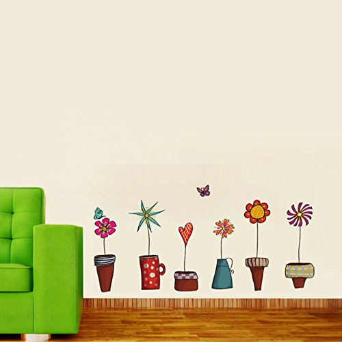 Buy Decals Design 'Cartoon Flower Pots' Wall Sticker (PVC Vinyl, 70 cm ...