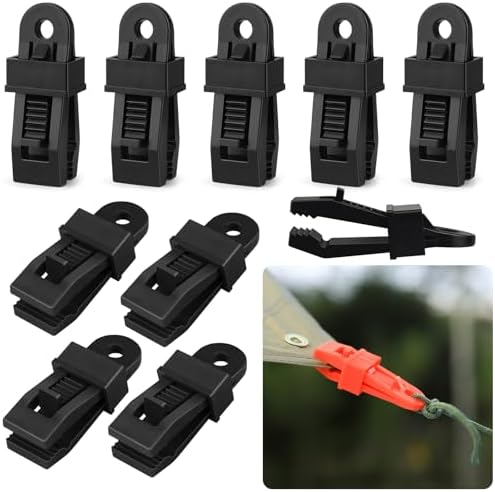 10 PCS Tarp Clips Tarpaulin Clips, Adjustable Heavy Duty Lock Grip for ...
