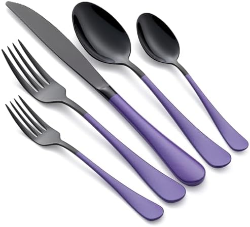 Amazon.com | Bisda Purple Silverware Set, 20 Piece Premium 18/8 ...