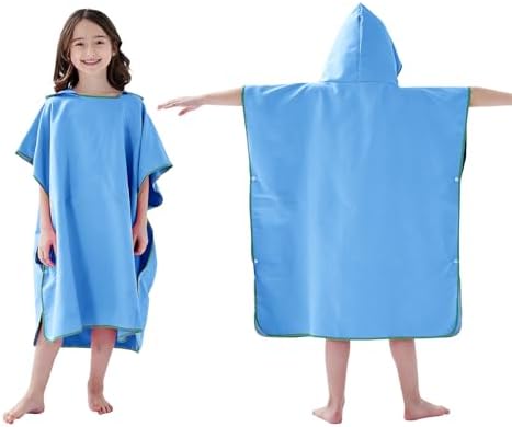 jooeer Hooded Kids Swim Towel Poncho Microfibre Beach Changing Towel ...