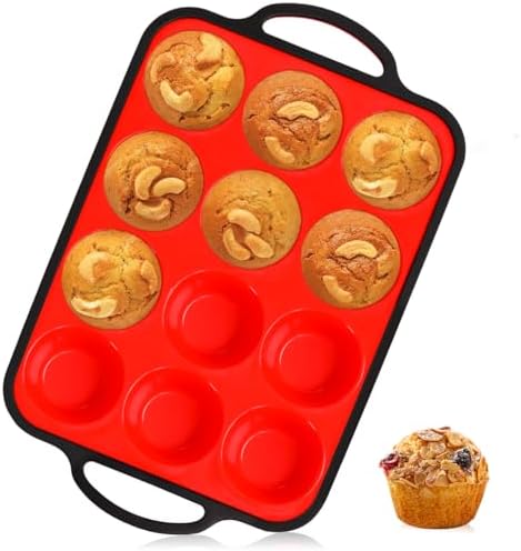 Amazon.com: CAKETIME Silicone Muffin Pans for Baking, Metal Reinforced ...