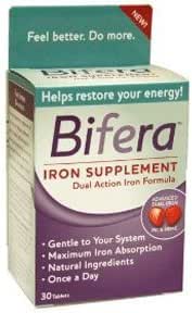Amazon.com: Bifera Iron Supplement Tablets, 30 count (Pack of 2 ...