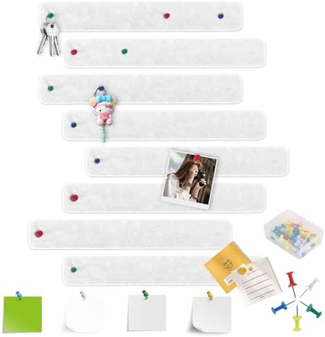 Pin Board, 7 Pack Felt Strip Pinboard with 35 Push Pins, DIY Notice ...