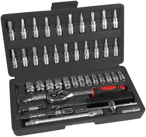 LATERN 46Pcs Socket Wrench Kit, 34Pcs 1/4'' Drive Socket Wrench Bits ...