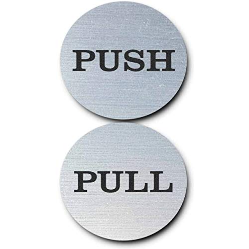 Coolest 2″ Round Push Pull Door Signs (Brushed Silver) – 304 Grade ...