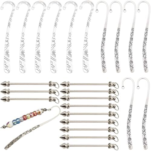 Amazon.com: 12 Pcs Beadable Bookmarks DIY Metal Blank Bar Bookmark for ...