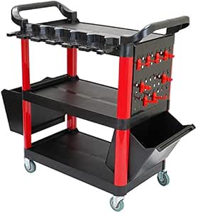 Amazon.co.jp: KIKAIYA ツールワゴン 3段 キャスター付き プラスチック 樹脂 ボルトレス 総耐荷重150kg 軽量 台車 運搬台車 SET- PD-4 会社(法人宛 ...