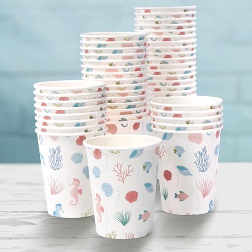 Amazon.com: Cheerland Under the Sea Disposable Party Paper Cups for ...