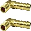 2pcs Brass Hose Barbed Elbow Fitting 90 Degree Elbow 3/8" Hose Barb to 1/8" NPT Male by CX ...