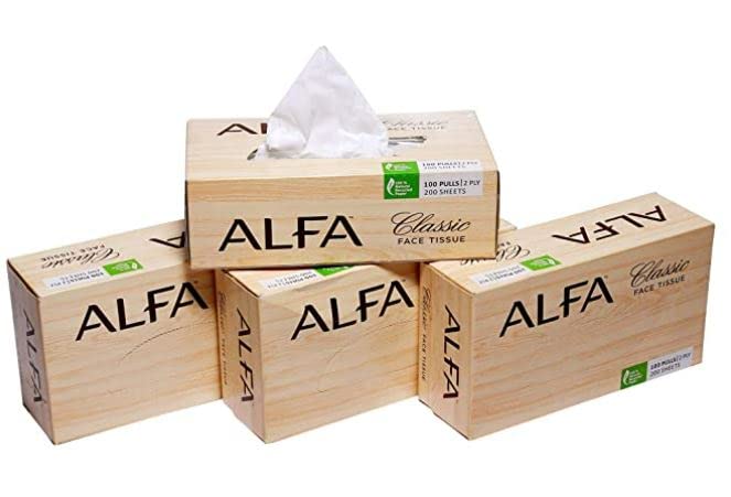 ALFA Classic 2 Ply Soft Facial Tissue Box Combo-100 Pulls(Pack of 8 ...