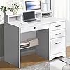 Amazon.com: Catrimown Computer Desk with 4 Drawers and Hutch, Home ...