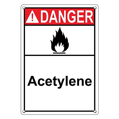 Amazon.com: Weatherproof Plastic Vertical ANSI Danger Acetylene Sign ...