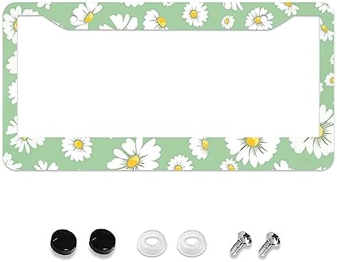 Amazon.com: HUIXIA Daisy License Plate Frame Teal License Plate Frames ...