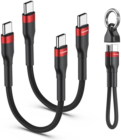 PD 60W Short USB C Cable (2 Pack), Keychain 6 Inch USB C Cable/Nylon ...