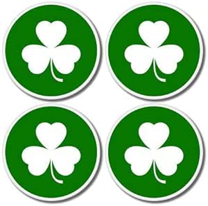 Amazon.com: Shamrock Set of 4 Green Round Vinyl Sticker - Car Phone ...