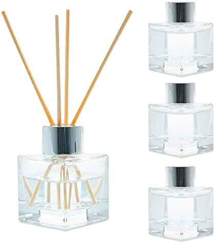 ZENO Glass Diffuser Set of 4 | Empty Clear Bottles 50ml | Essential ...