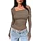 Darong Women's One Off Shoulder Long Sleeve Tops Ruched Going Out Crop ...