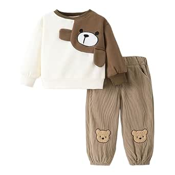 Buy Hopscotch Boys Full Sleeves Beige 2-Pc Animal Applique Sweatshirt ...
