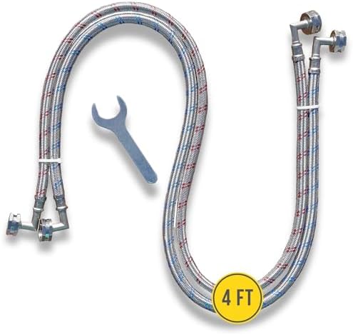 Washing Machine Hoses (4 FT) - Double 90° Elbow to Fit Tight Spaces ...