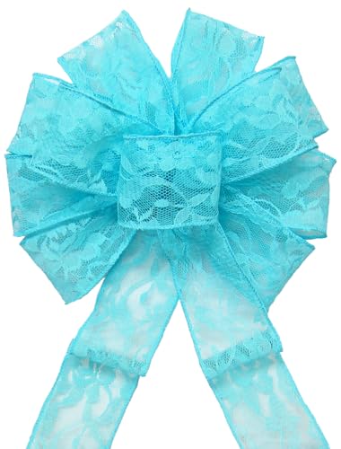Amazon.com: 10" Light Blue Lace Bows by Alpine Holiday Bows - Lace Bows ...