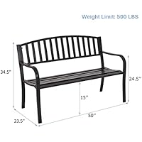 Amazon.com: Tangkula 50 Inch Outdoor Steel Garden Bench Park Bench, Patio Chair Garden Bench ...