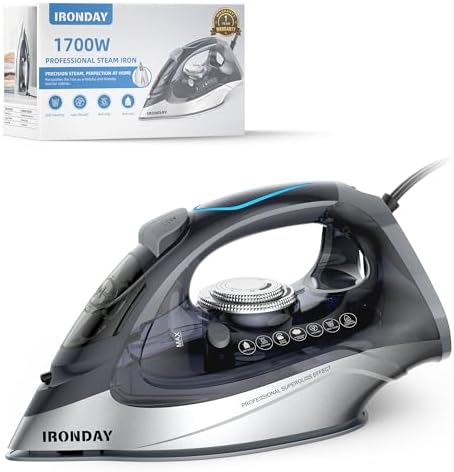 Amazon.com: IRONDAY 1700W Steam Iron for Clothes 20s Fast Heat-up, Iron ...