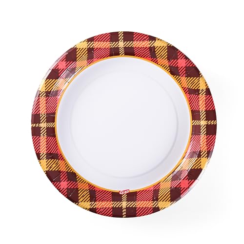 Snapklik.com : Disposable Paper Platter, Warm Plaid Design, 32ctSoak ...