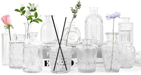 Amazon.de: ENCOUN 12 Kleine Vasen, Mini Vasen Set, Kleine Vasen aus Glas Vintage, Vasen Klein ...