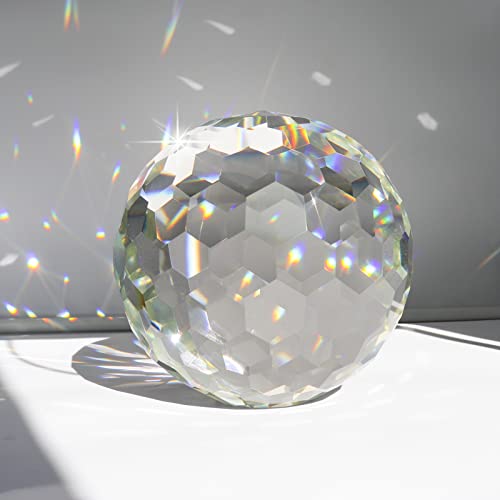 Clear Crystal Suncatcher Ball Prism Glass Sphere Faceted Gazing Ball ...